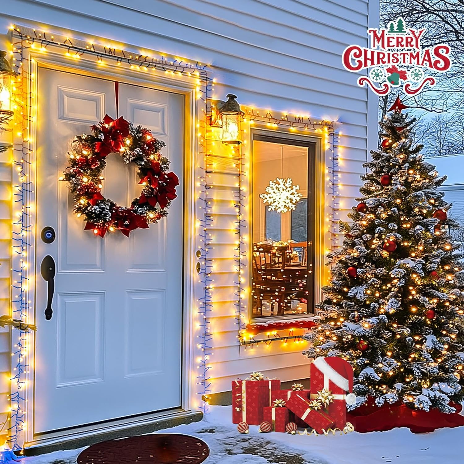 LIDUI-800 LED Cluster Lights Christmas Green Wire Plug in, 40ft Twinkle ...