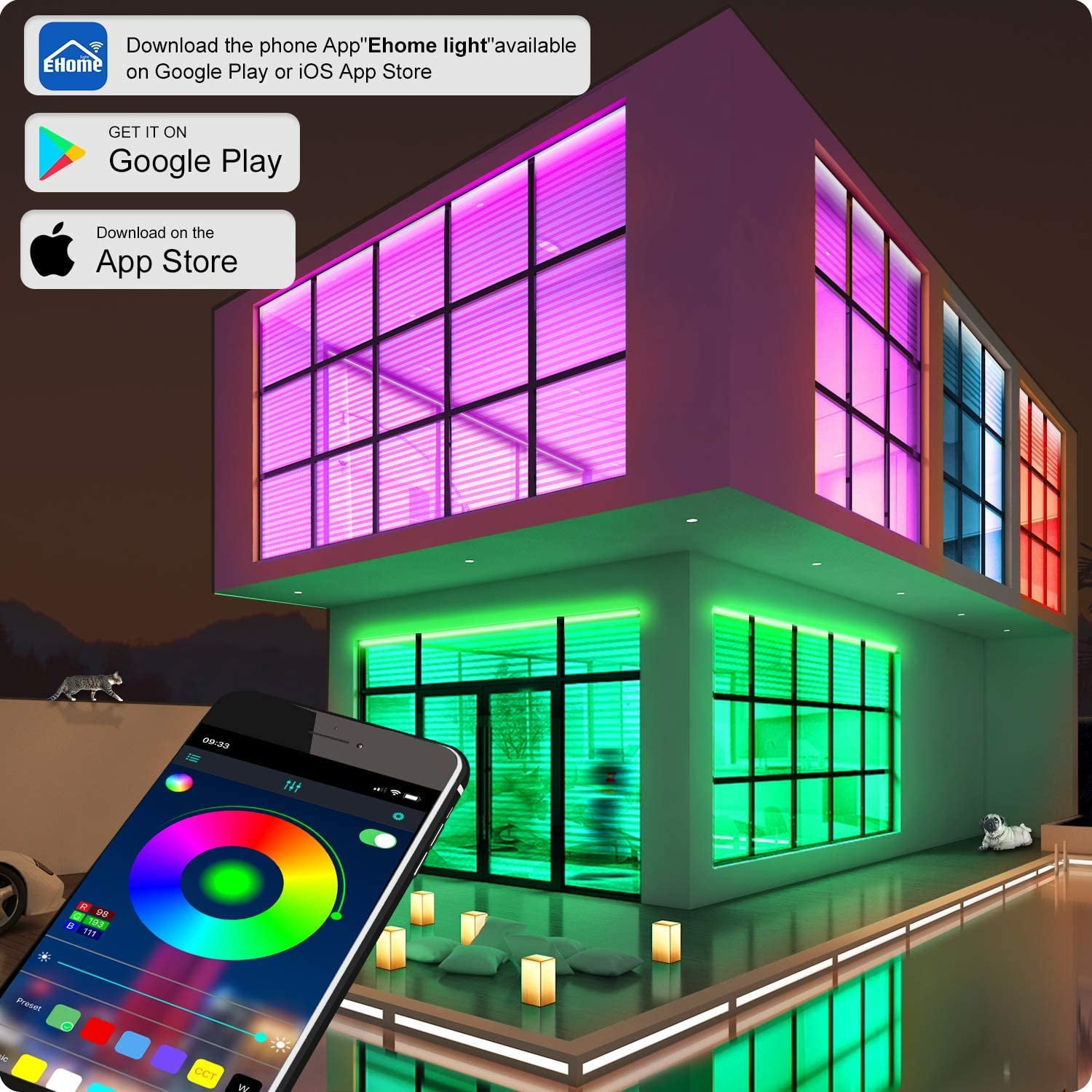 LIDUI-82Ft/25m LED Strip Lights, Music Sync Color Changing RGB LED ...