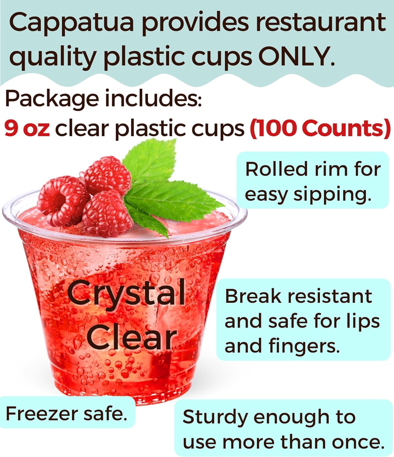 LIDUI-9 oz Clear Plastic Cups, 100 Pack 9oz Plastic Cocktail Party Cups ...