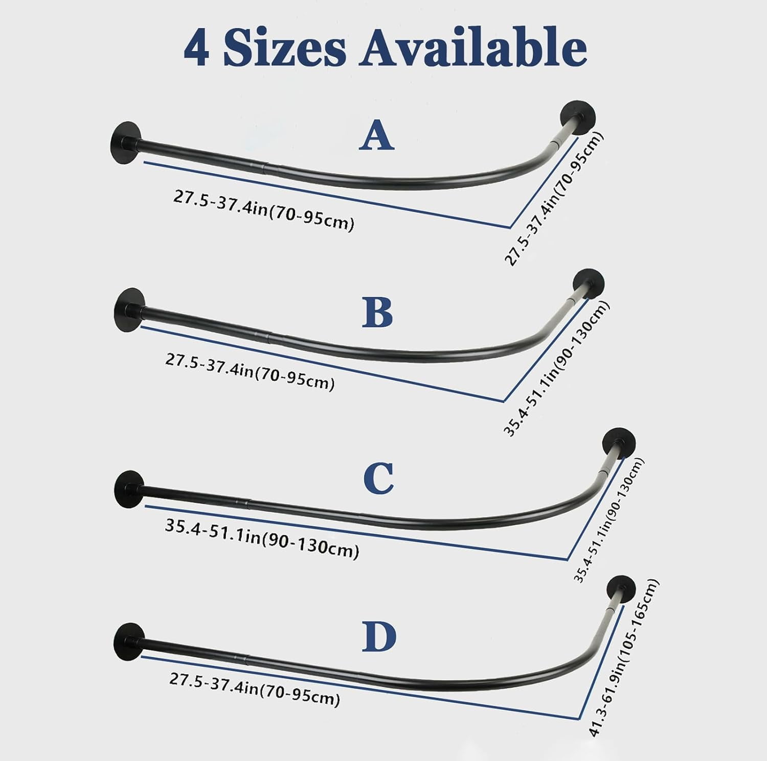 LIDUI-Adjustable Corner Shower Curtain Rod, Stretchable Stainless Steel ...