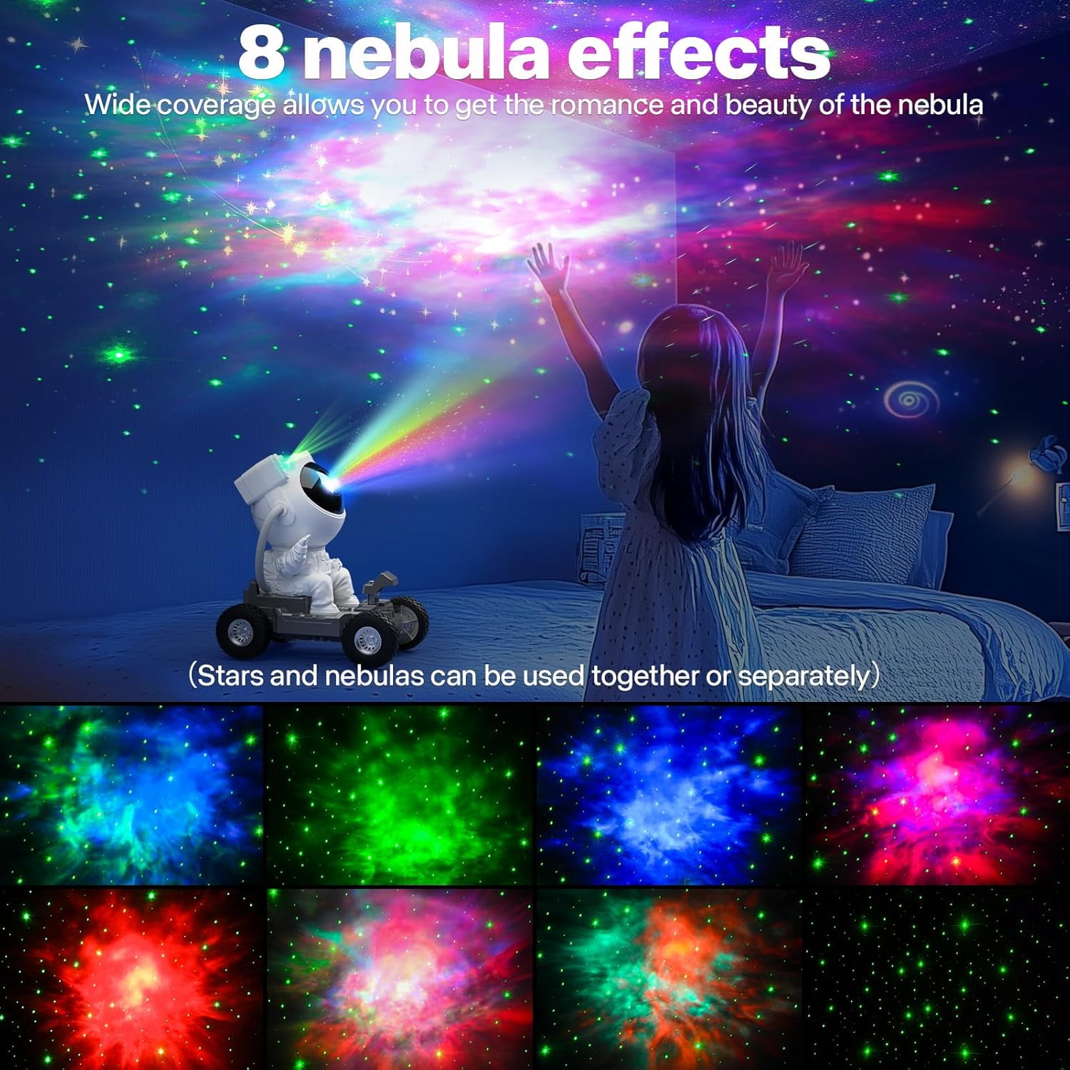 LIDUI-Astronaut Star Galaxy Projector Light 2.0 with Timer, 8 HD Nebula ...