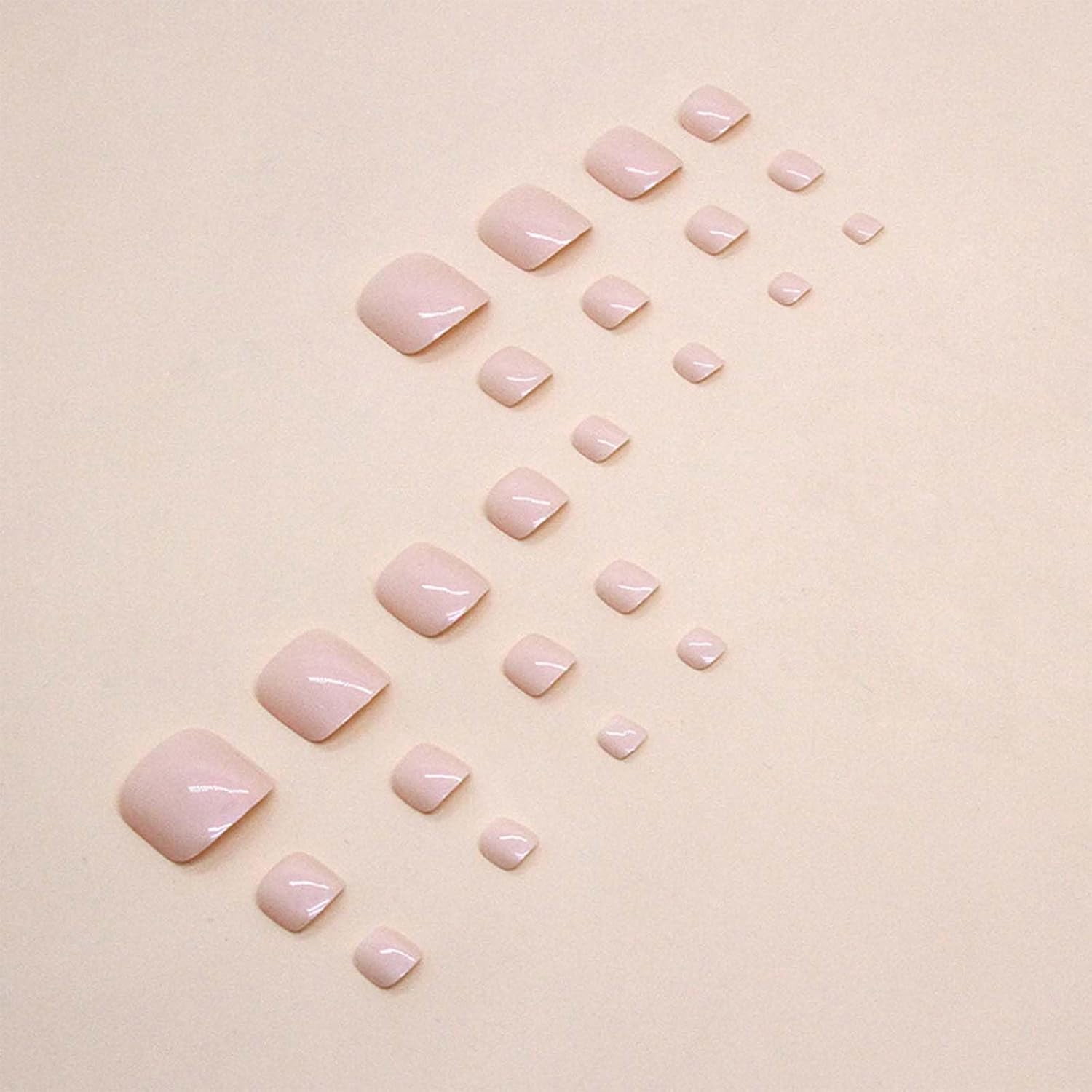 LIDUI-Aurora White Press on Toenails Short Square Fake Toe Nails Shiny ...