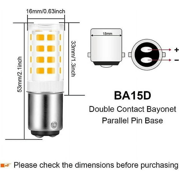 LIDUI-BA15D LED Double Contact Bayonet Base 120 Volts 4W BulbWarm 3000k ...