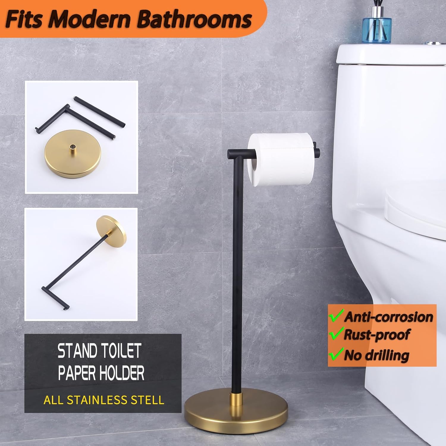 LIDUI-Bathroom Toilet Paper Holder SUS 304 Stainless Steel Stand Modern ...