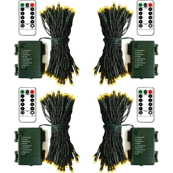 LIDUI-Battery Operated String Lights 4 Pack 16.5Ft 50LED String Lights ...
