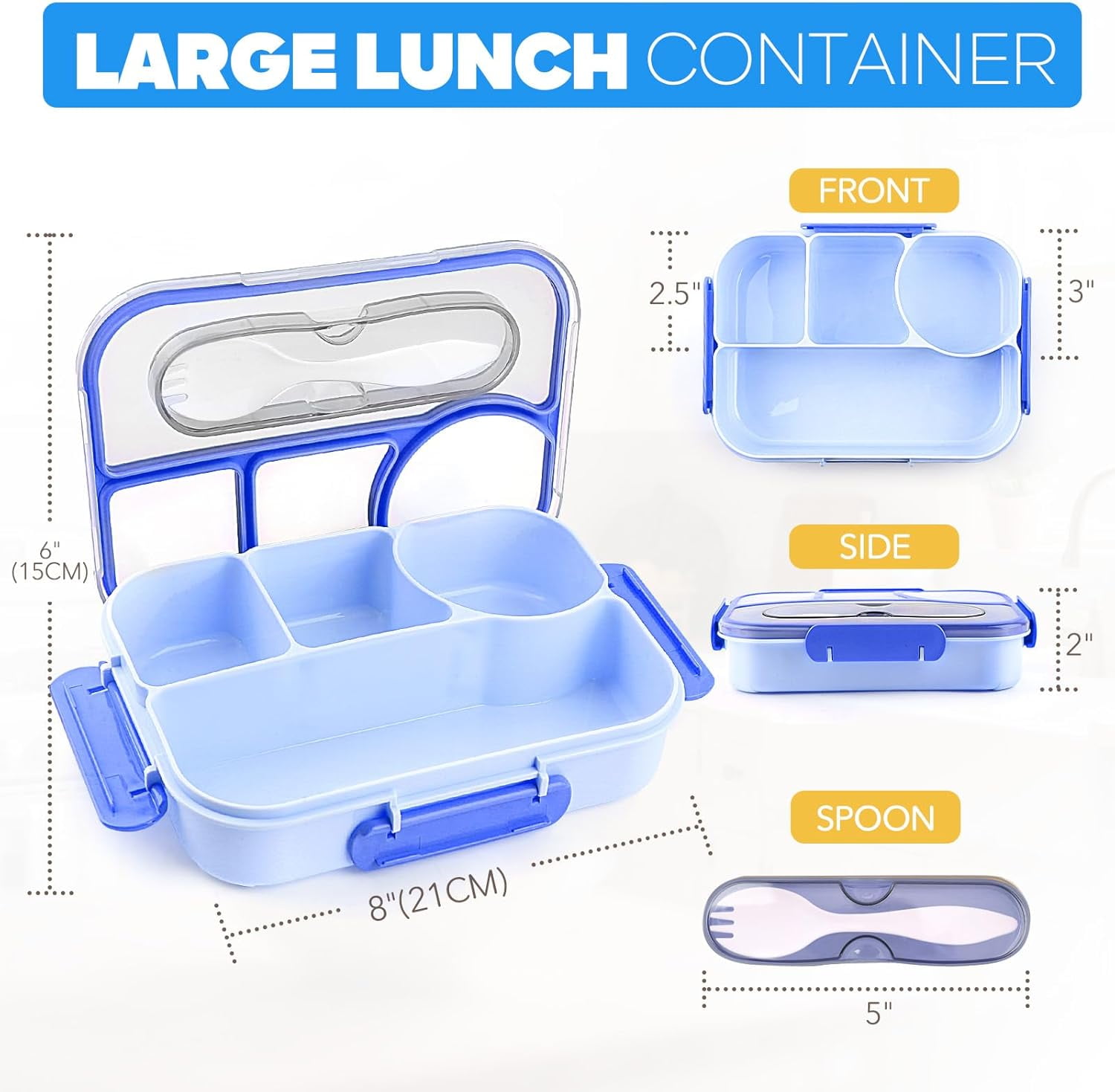 LIDUI-Bento Box Adult, Lunch Box, 4-Compartment Lunch Containers, Drop ...