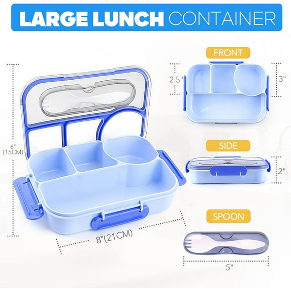 LIDUI-Bento Box Adult, Lunch Box, 4-Compartment Lunch Containers, Drop ...