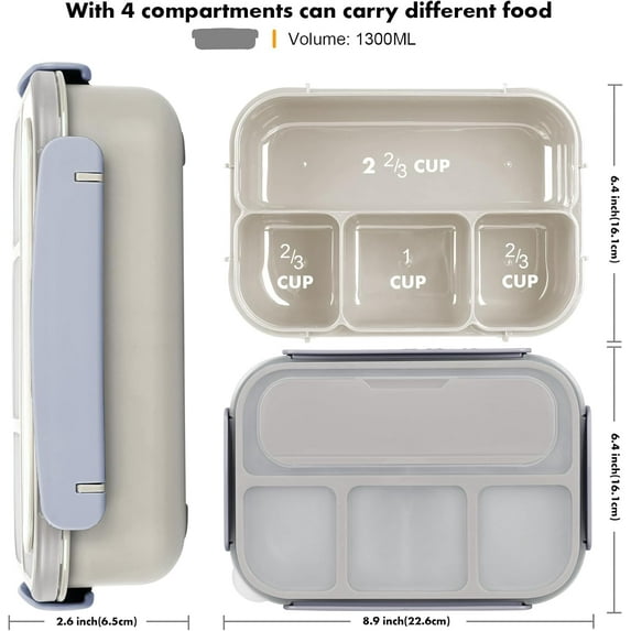LIDUI-Bento Box Adult, Lunch Box Containers for Adults Men Women, 5 Cup ...