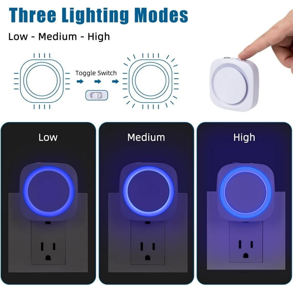 LIDUI-Blue Night Lights Plug into Wall, 4 Packs Dimmable Night Light ...