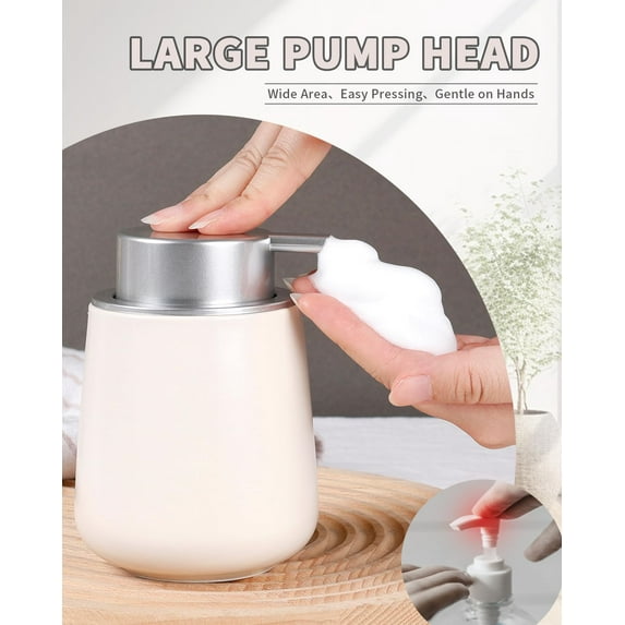 LIDUI-Bosilunlife Ceramic Foaming Soap Dispenser - Beige & Grey 12 oz ...