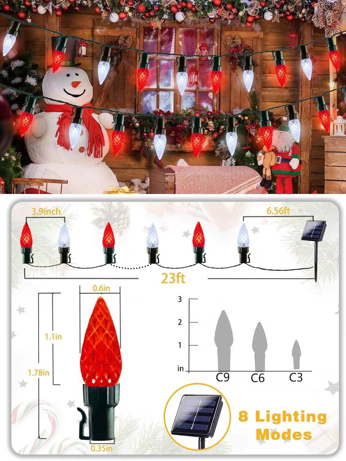 LIDUI-C6 Solar Christmas Lights Outdoor, 50 LED 16FT Christmas ...