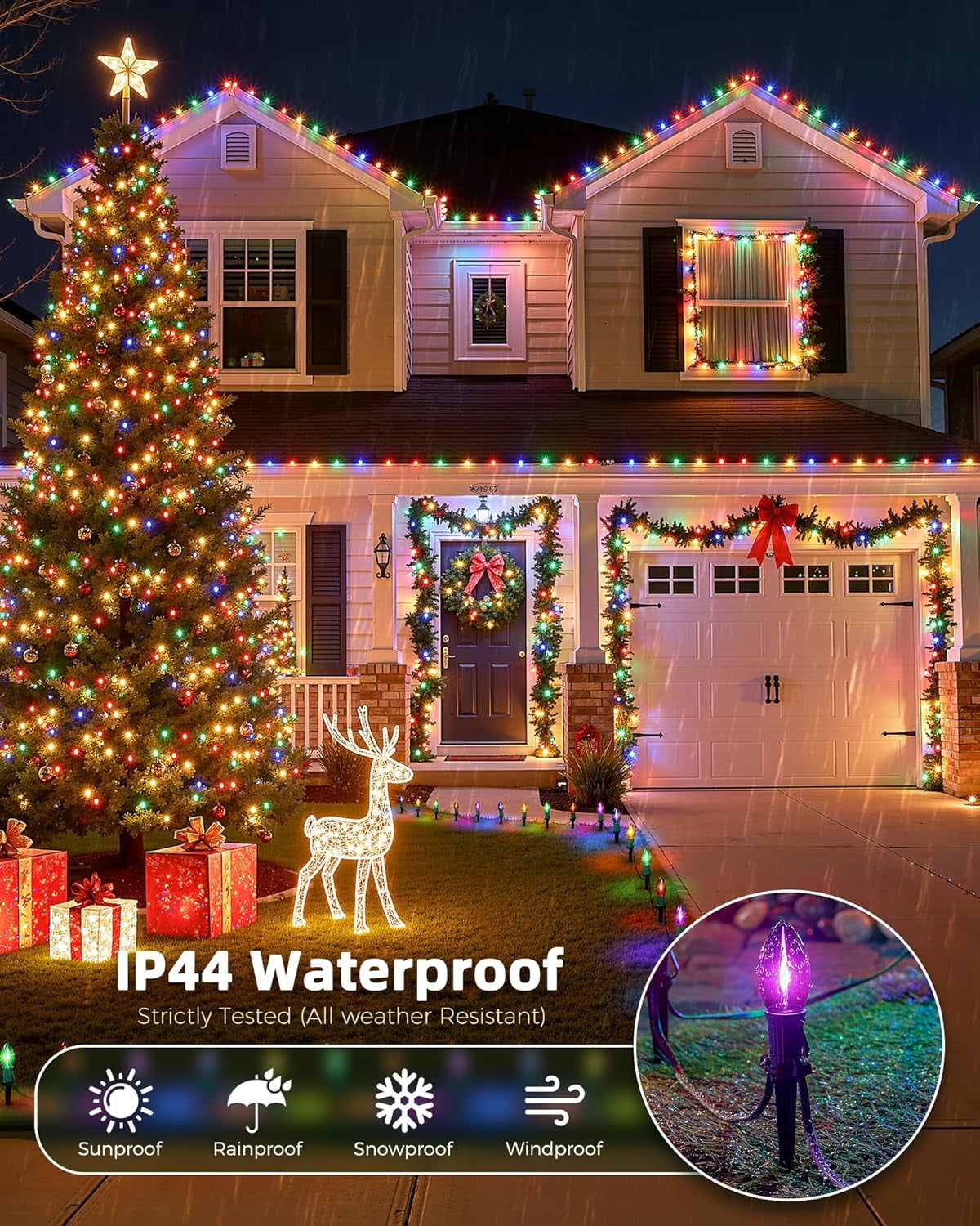 LIDUI-C9 Christmas String Lights Outdoor - 25.7 Feet 20 LED Christmas ...