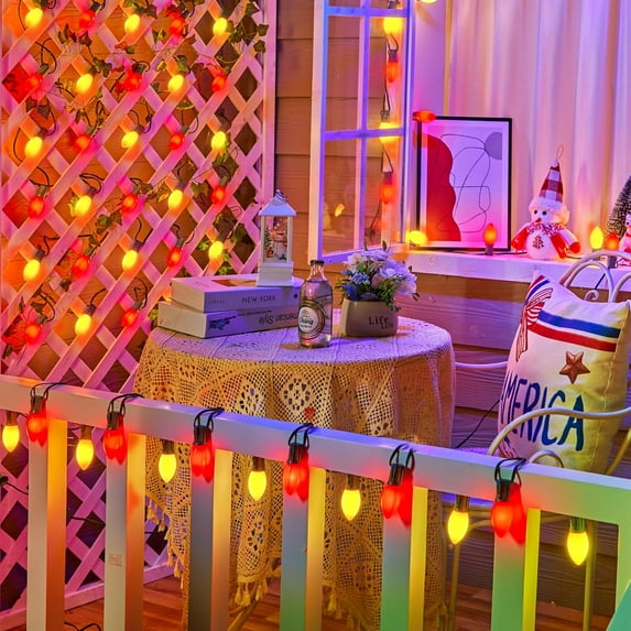 LIDUI-C9 LED Replacement Christmas Bulbs, 25 Pack Red and Warm White ...