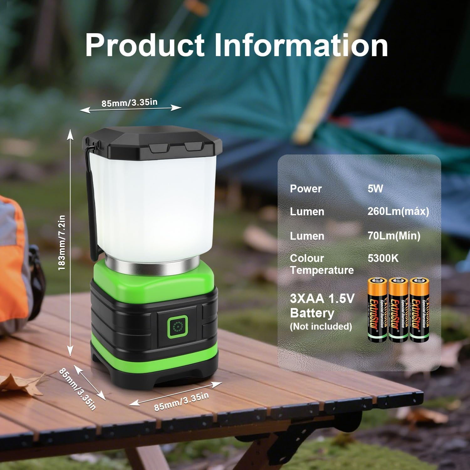 LIDUI-Camping Lantern, Lanterns for Power Outages, 2 Flash Modes, 260 ...