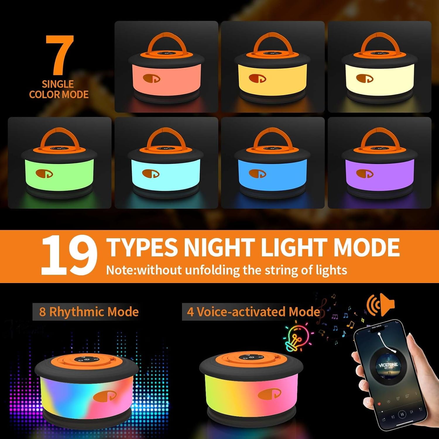 LIDUI-Camping String Lights, 3 in 1 Upgraded Retractable RGB Outdoor ...