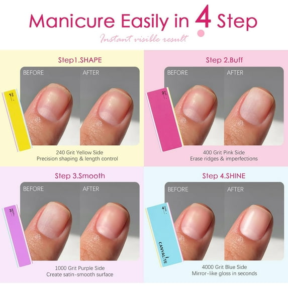 LIDUI-Canvalite Nail Files and Buffers, Shapes/Smooths/Shines Multi ...