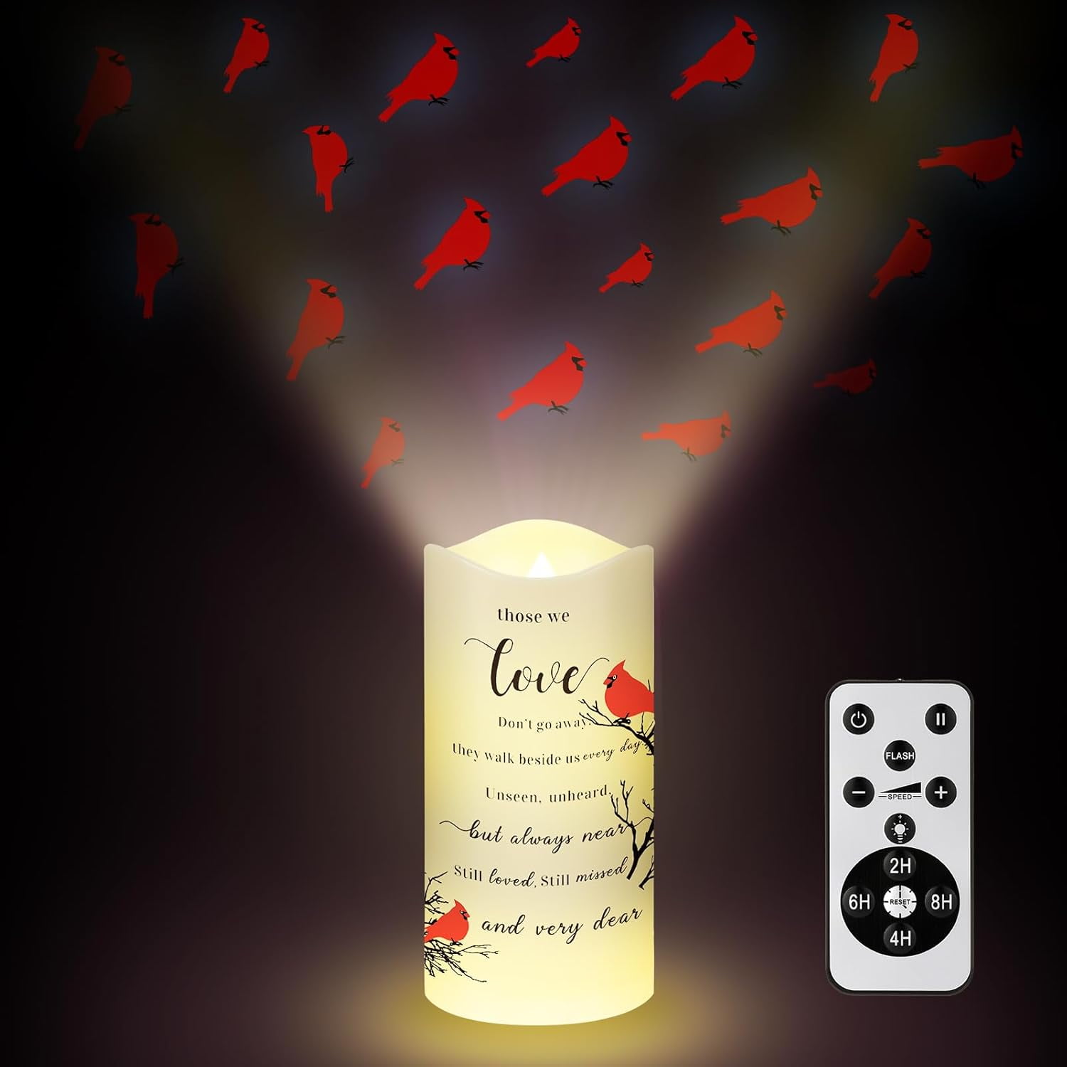 LIDUI-Cardinal Memorial Candle Projector Light Sympathy Christmas ...