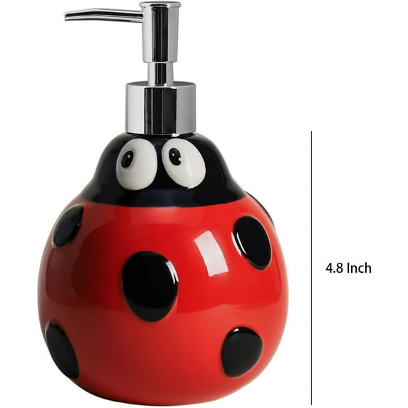 LIDUI-Ceramic Ladybug Shaped Soap Dispenser with Plastic Pump ...