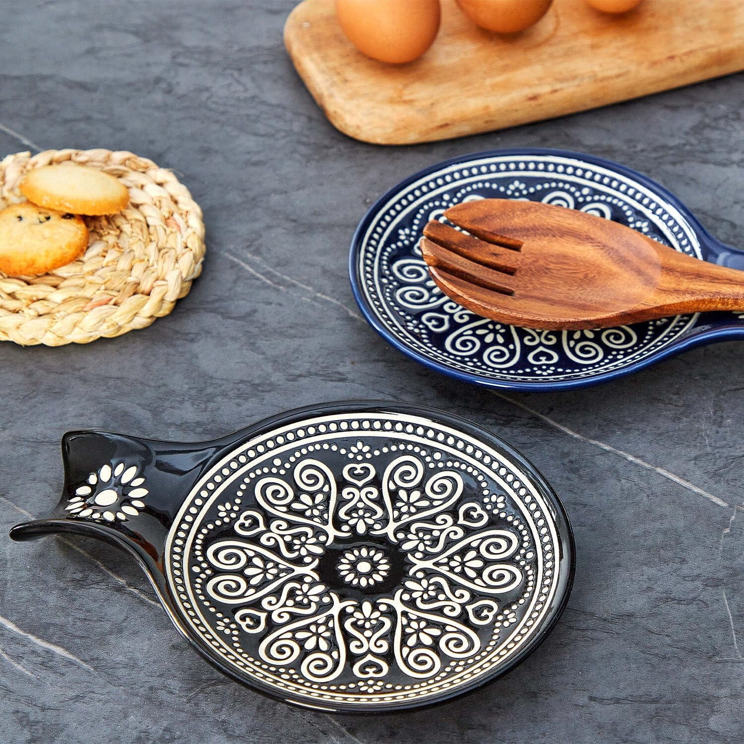 LIDUI-Ceramic Spoon Rest, Cooking Spoon Holder for Kitchen Counter ...