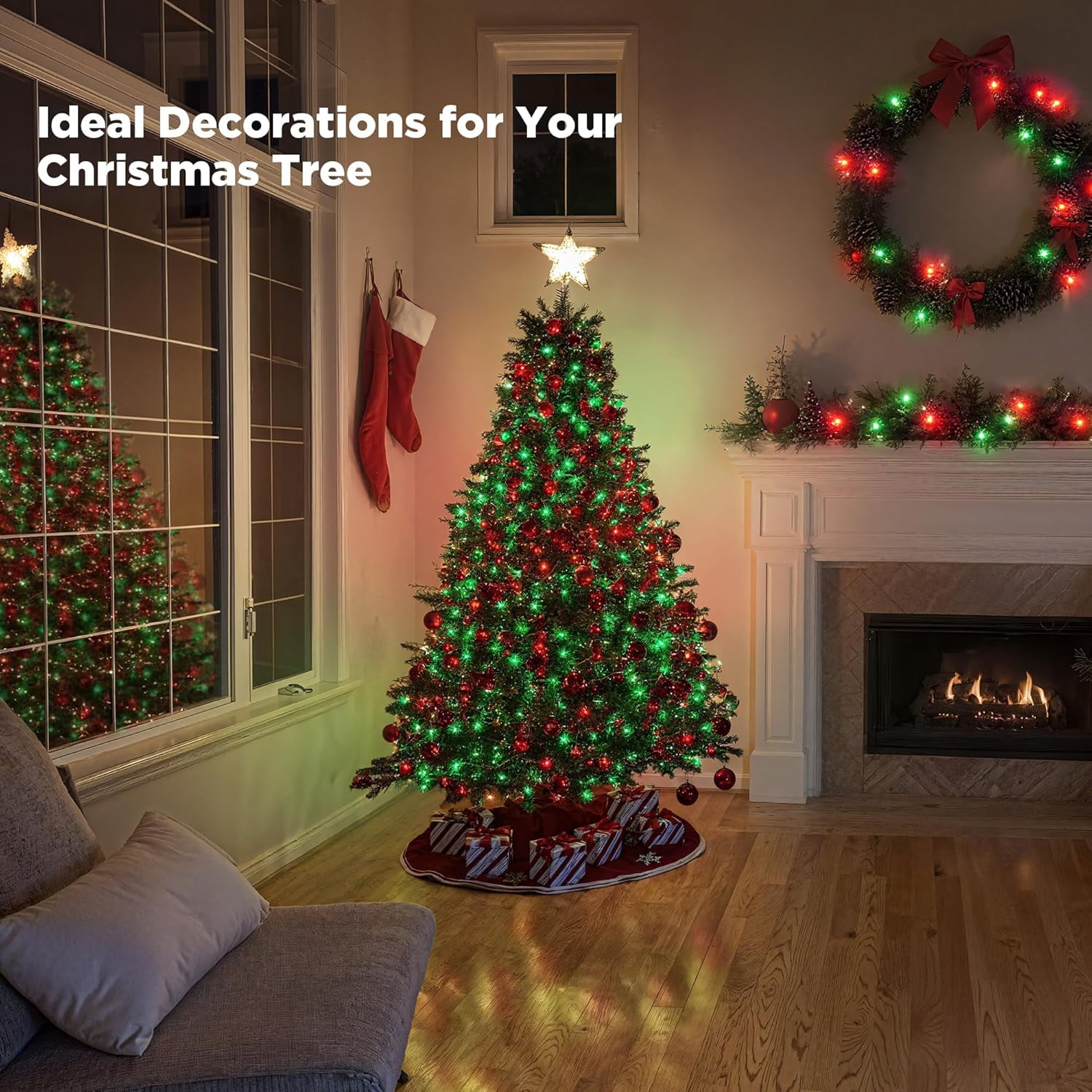 LIDUI-Christmas Lights Indoor Outdoor 500LED 174ft, Super Bright LED ...
