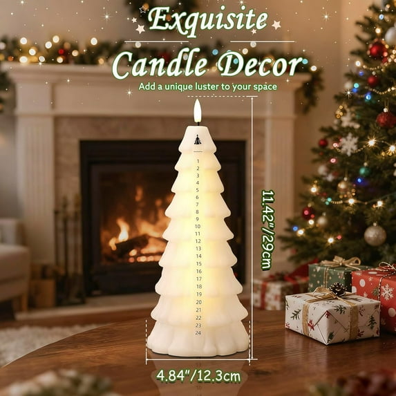 LIDUI-Christmas Tree Candles with Remote, Real Wax Christmas Countdown Candle, Countdown to ...
