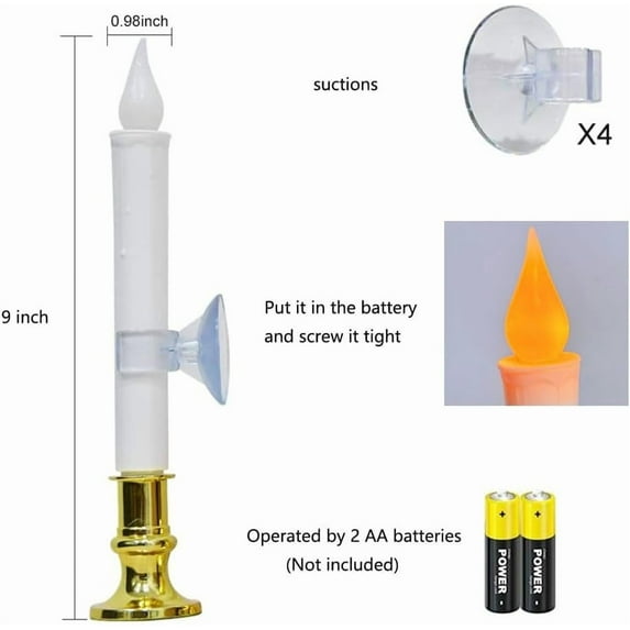LIDUI-Christmas Window Candles with Timer - Set of 4 Battery Operated ...