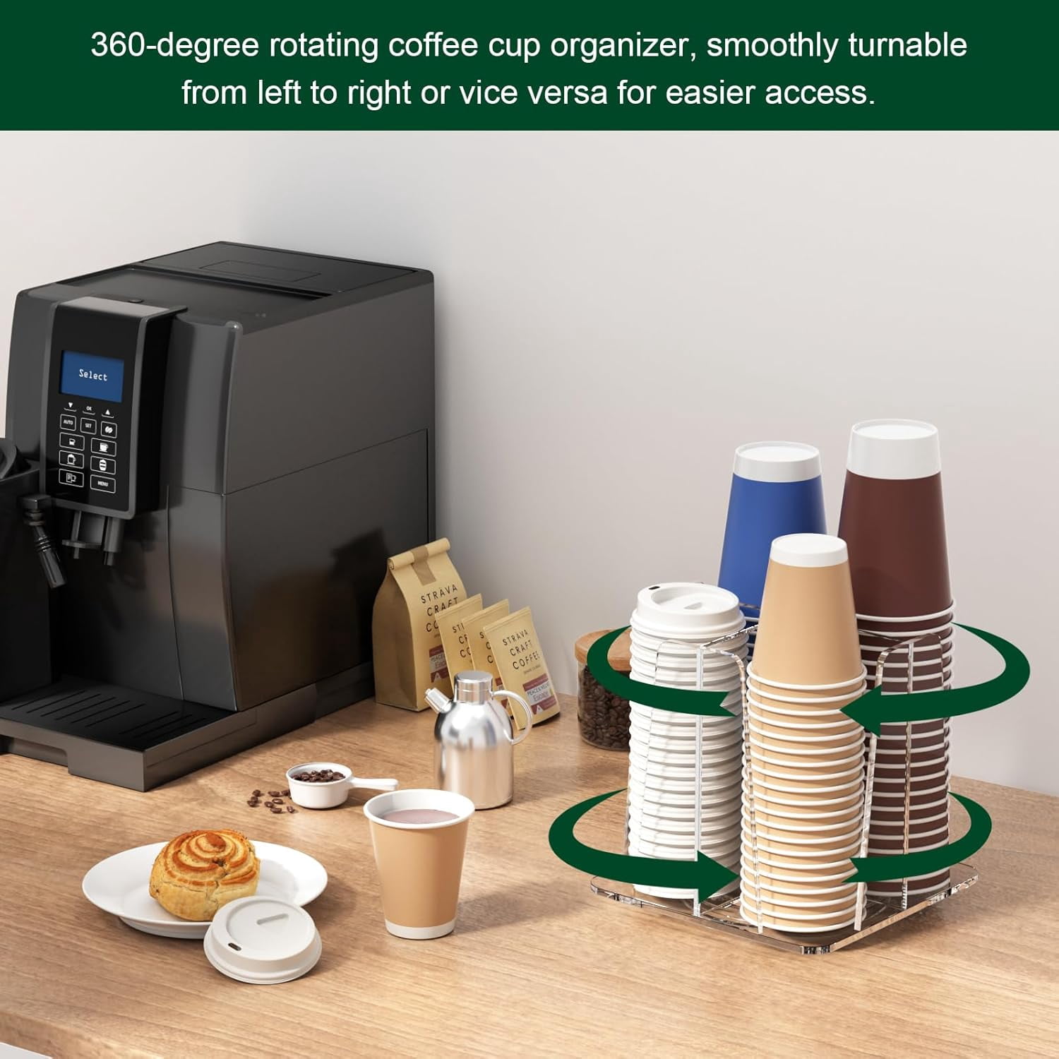 LIDUI-Coffee Cup Organizer for Countertop - Rotating Plastic Cup Holder ...
