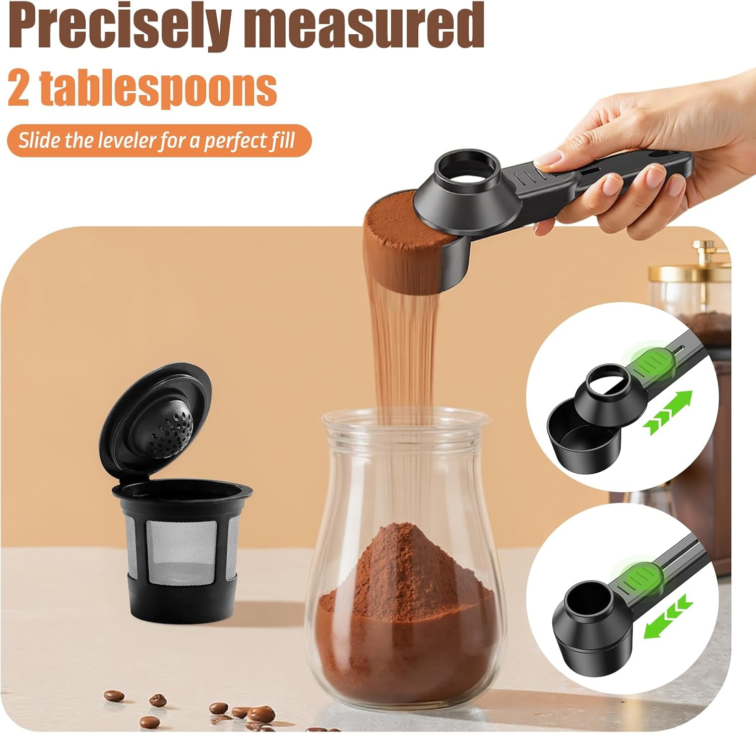 LIDUI-Coffee Scoop & Funnel for Reusable K Cup Refillable Coffee Pods ...