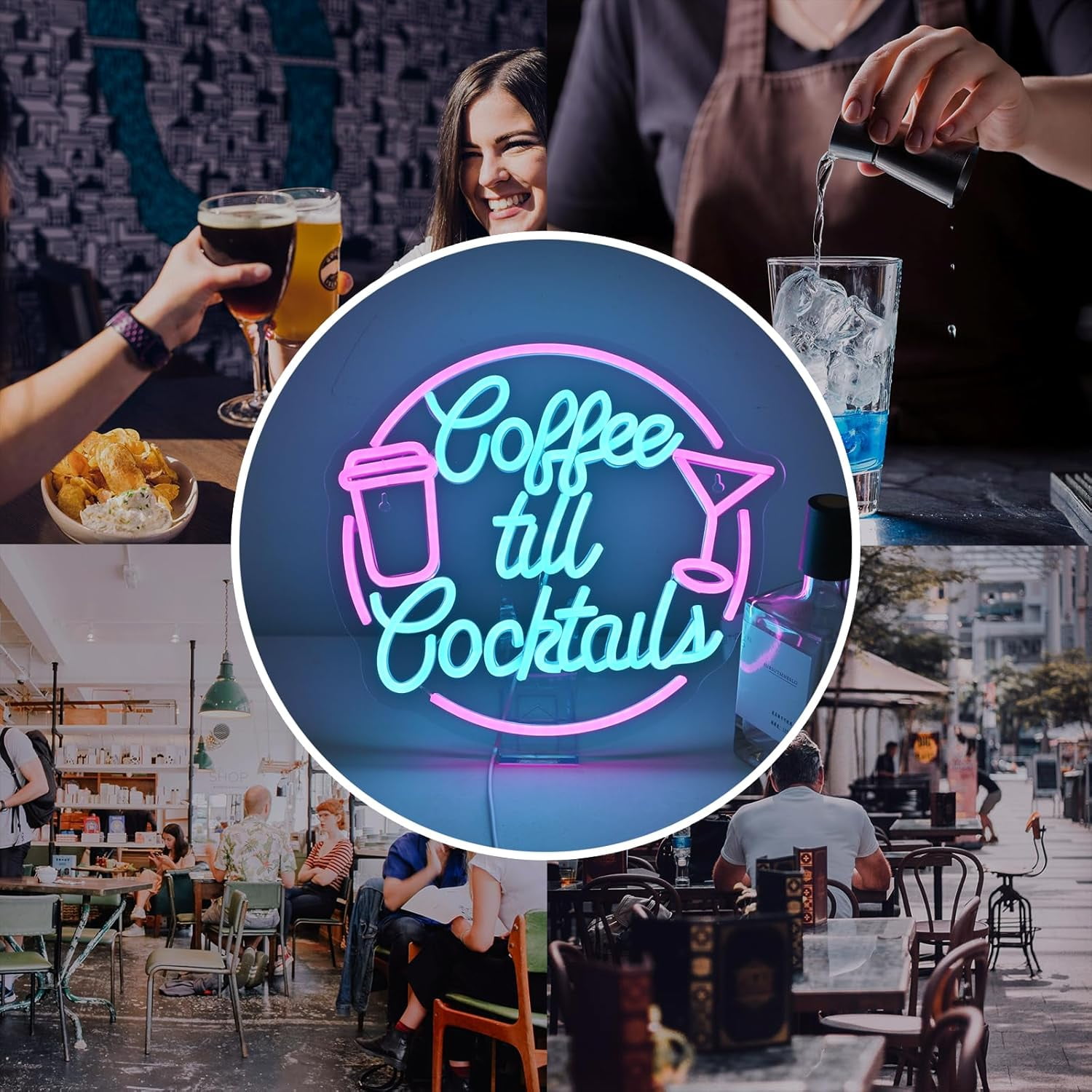 LIDUI-Coffee Till Cocktail Neon Signs for Wall Decor Dimmable LED Neon ...