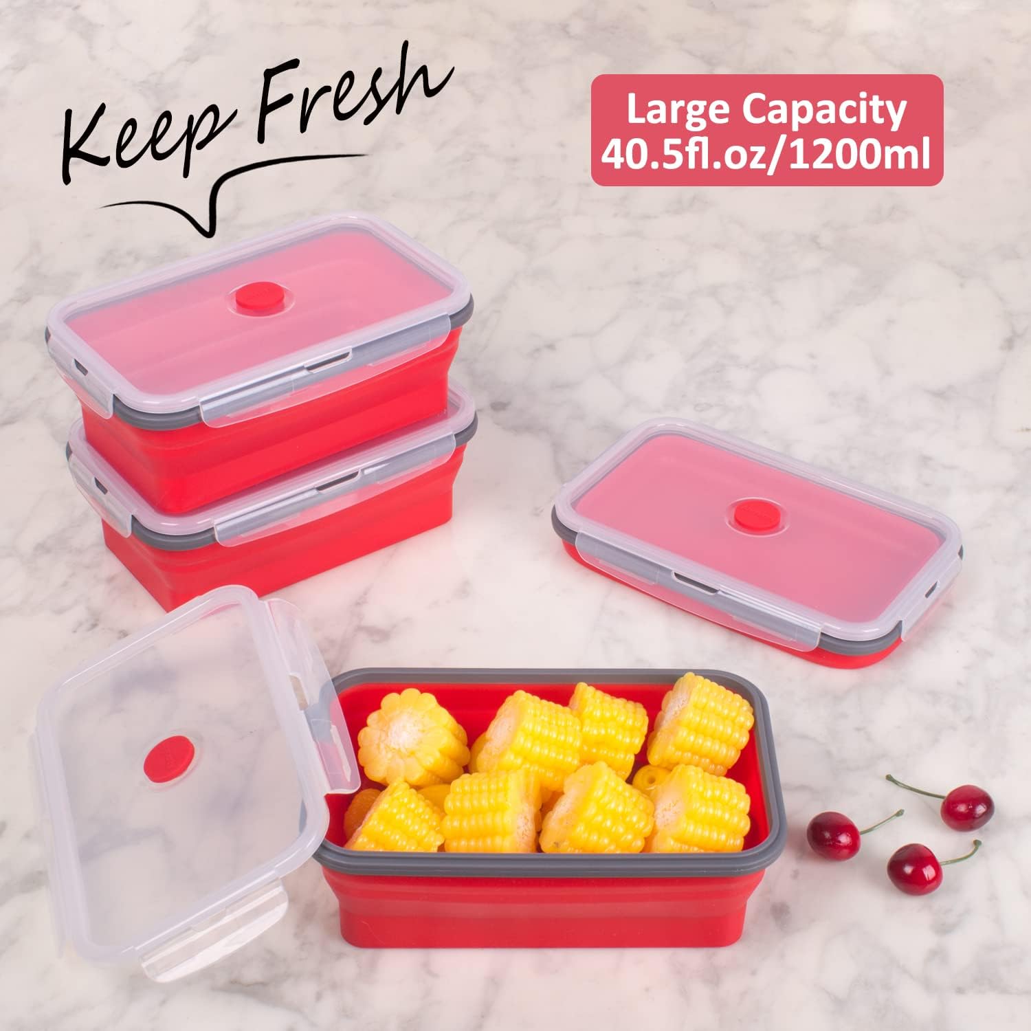 LIDUI-Collapsible Food Storage Containers with Airtight Lid & Air Vent ...