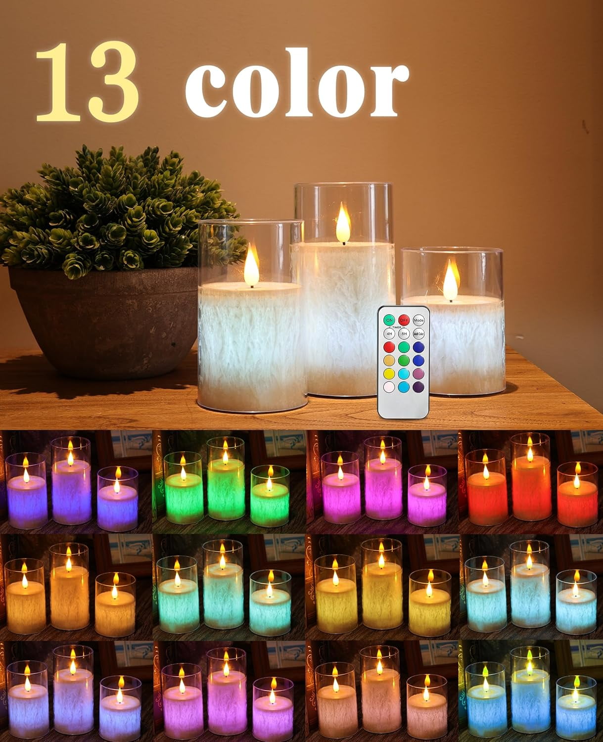 LIDUI-Color Changing Flameless Candles With Remote Control, Battery ...