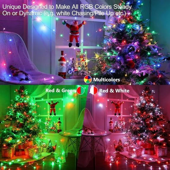 LIDUI-Color Changing String Lights, 33ft 100 LED Red Mini Lights with Remote, Dimmable RGB ...