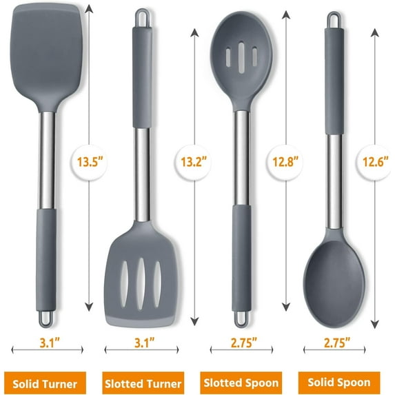 LIDUI-Cooking Utensils Set of 4, Silicone Kitchen Utensils for Non ...