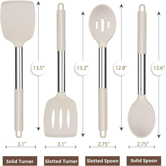 LIDUI-Cooking Utensils Set of 4, Silicone Kitchen Utensils for Non ...