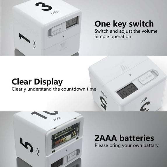 LIDUI-Cube Timer, Gravity Flip Kitchen Timer for Time Management and ...