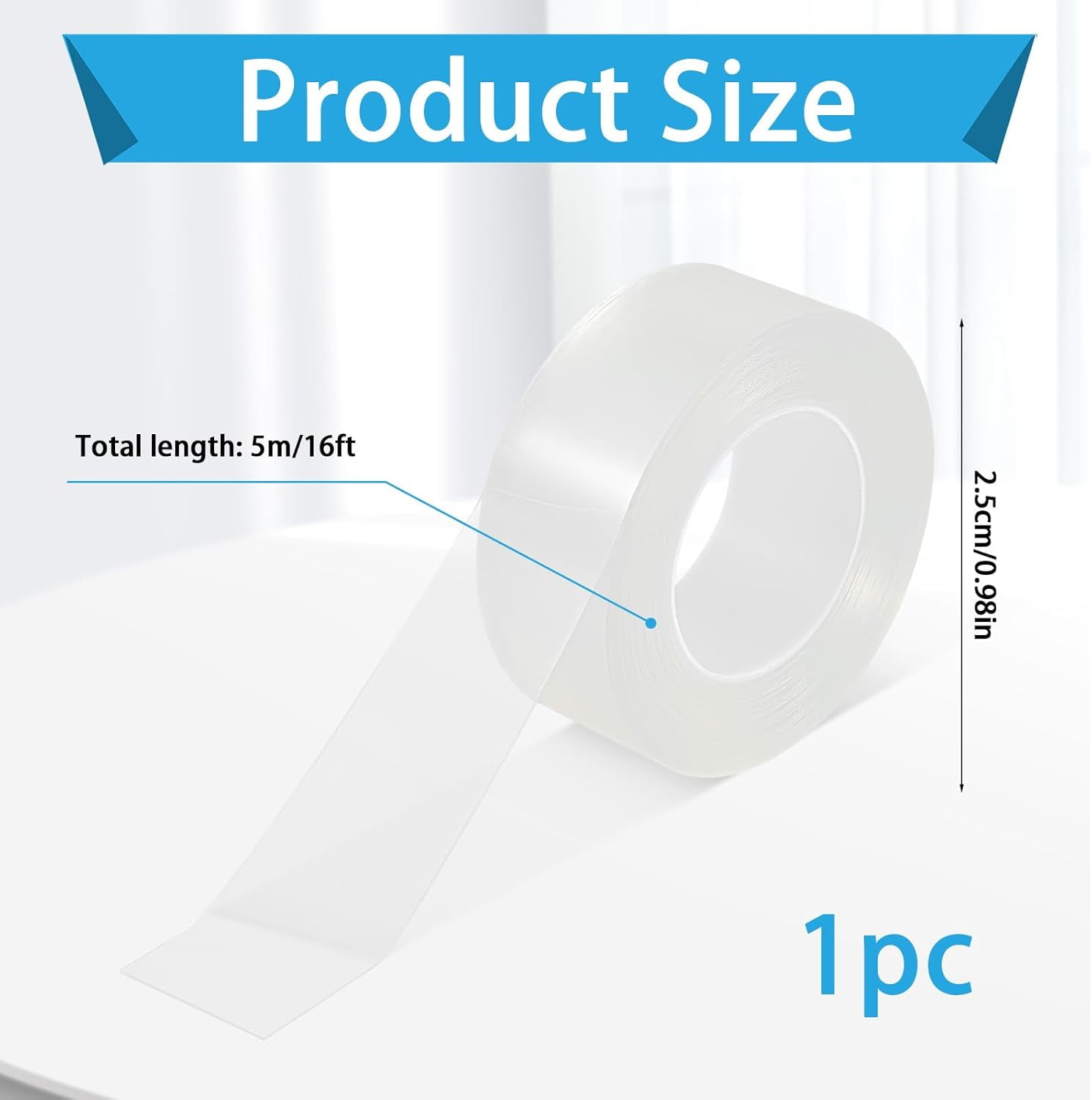 LIDUI-Curtain Rod Tape Glide Clear, Curtain Rod Slide Smooth Tape, 1IN ...