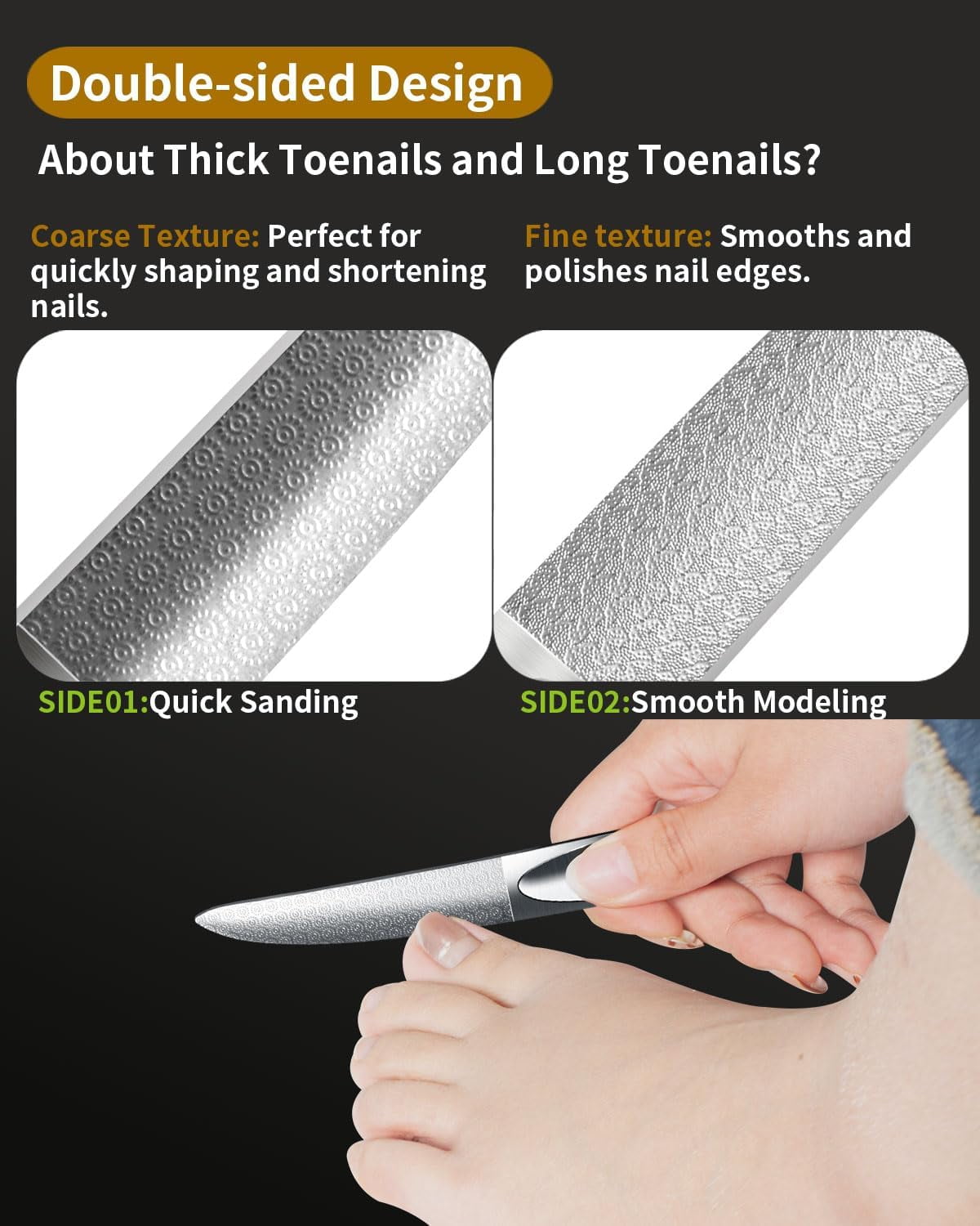 LIDUI-Curved Nail File, Toenail File for Thick Toenails, 4.9inch Double ...