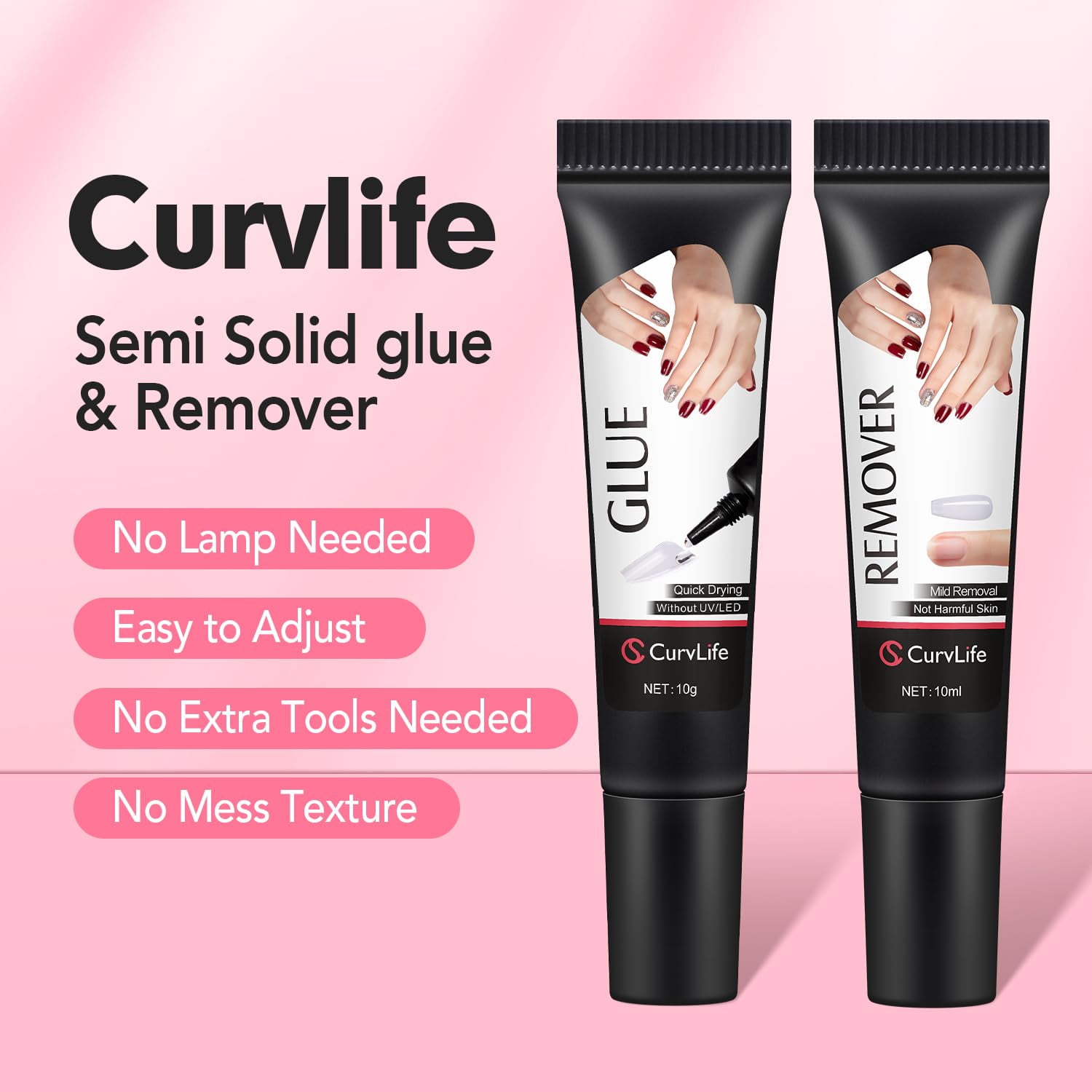 LIDUI-Curvlife Newly Upgraded Quick Drying 10g Semi Solid Nail Glue ...