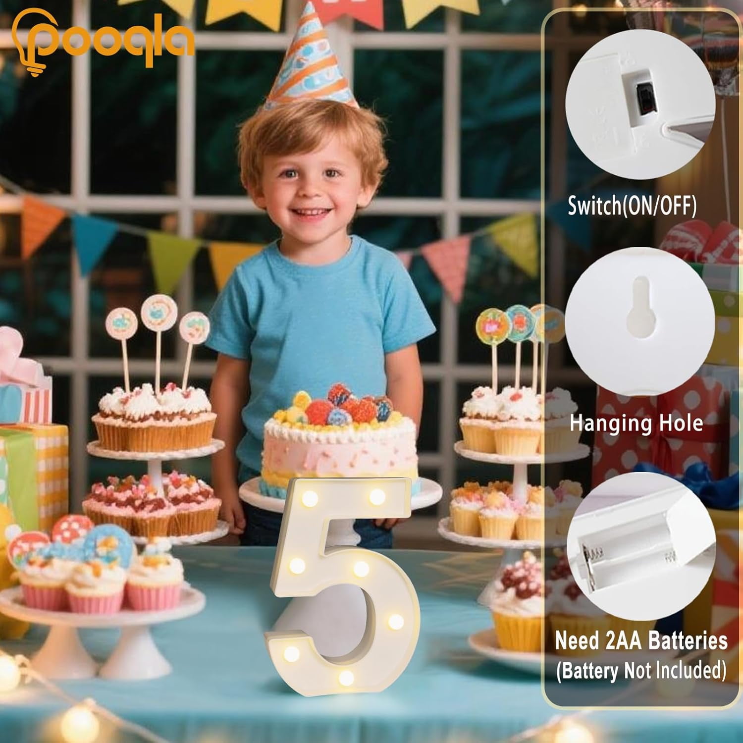 LIDUI-Decorative LED Light Up Number Letters, White Plastic Marquee ...