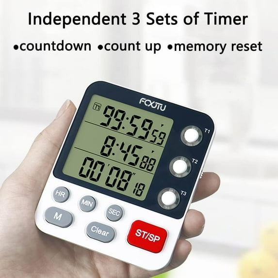 LIDUI-Digital Dual Kitchen Timer, 3-Channel Magnetic Countdown ...