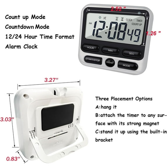 LIDUI-Digital Dual Kitchen Timer with Strong Magnet,24-Hour Countdown ...