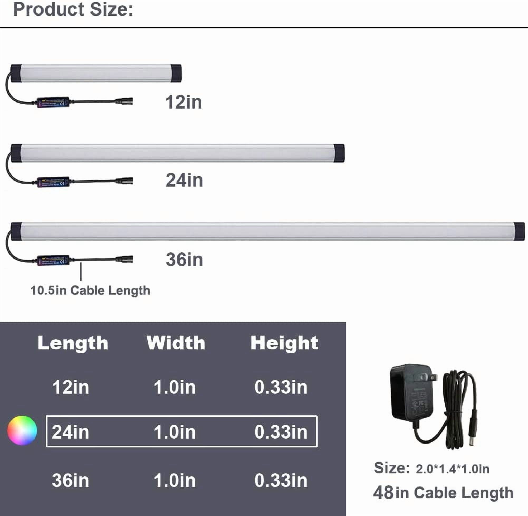 LIDUI-Dimmable Under Cabinet Lighting, RGB LED Light Bar, RF Remote ...