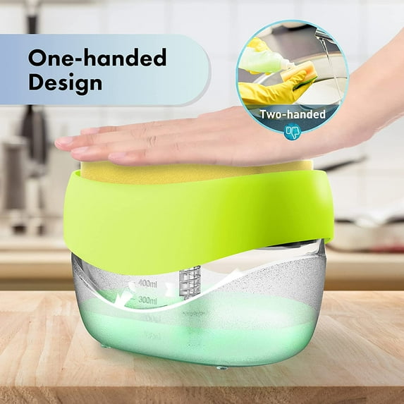 LIDUI-Dish Soap Dispenser with Sponge Holder for Kitchen Sink, 2 in 1 ...