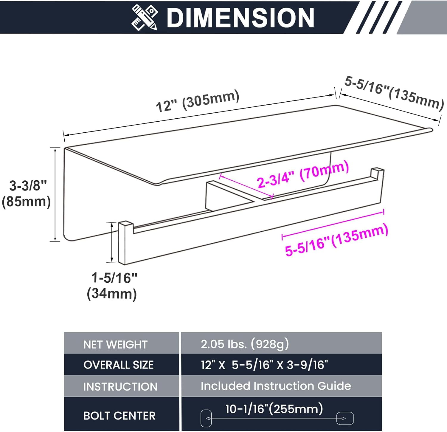 LIDUI-Double Toilet Paper Holder, SUS 304 Stainless Steel Bathroom ...