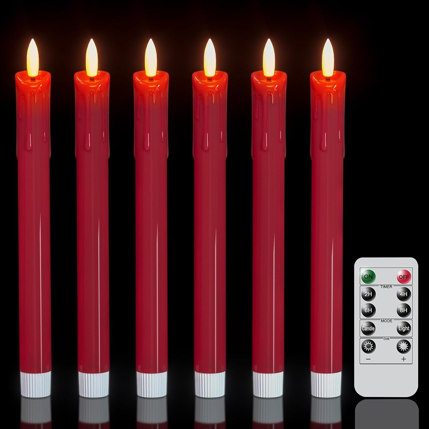 LIDUI-Dripping Flameless Taper Candles Flickering with Remote and Timer ...