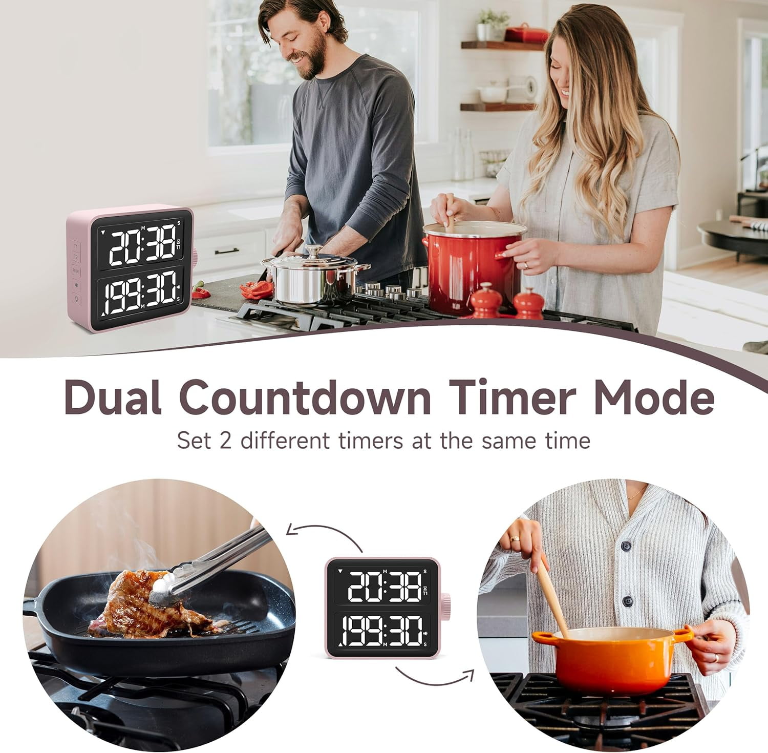 LIDUI-Dual Kitchen Timer Digital \u2013 2-Channel Cooking Timer with ...