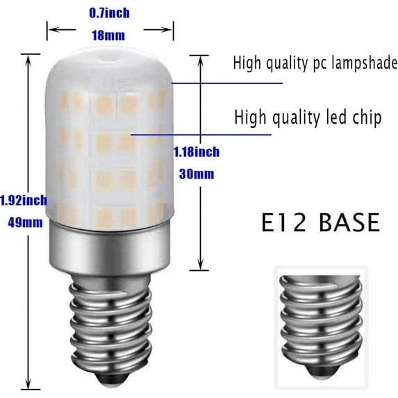 LIDUI-E12 Led Light Bulb 4W Equivalent 40W C7 Replacement Bulbs Clear ...