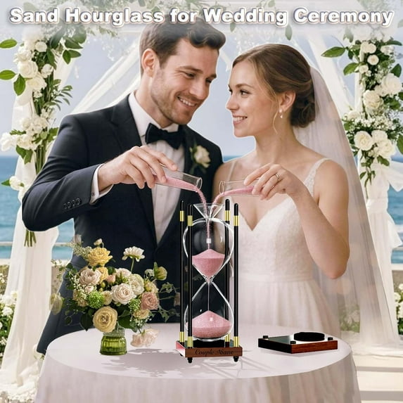 LIDUI-Empty Hourglass Fillable, Wooden Frame DIY Sand Timer, 10 Inch ...