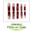 LIDUI-Extra Long Press on Nails Curved Long Fake Nails Wine Red French ...