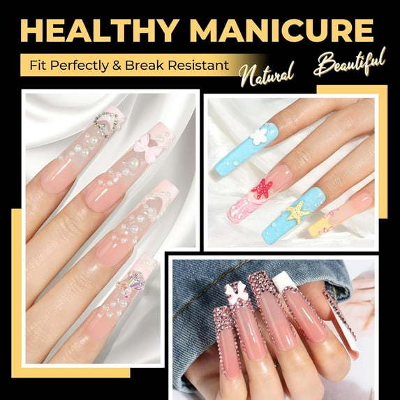 LIDUI-Extra Long Tapered Sqaure Nail Tips, No C Curve Pre-file 120Pcs ...